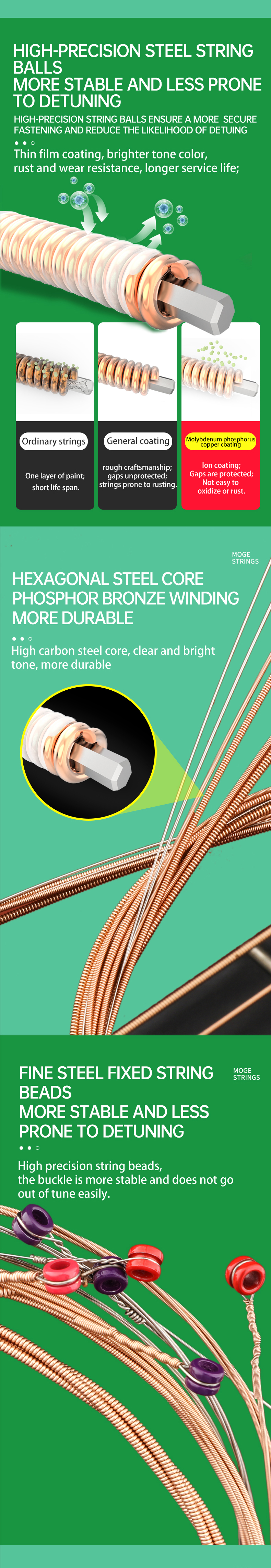 สายกีตาร์โปร่ง MOGE MC11 Acoustic Guitar Strings สต็อกแน่น พร้อมส่ง ...